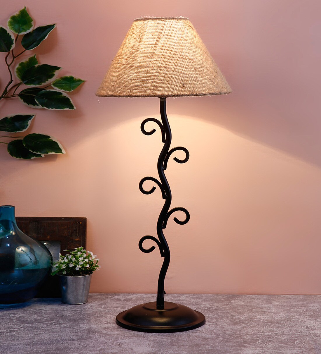 Buy Beige Jute Abstract Table lamp at 6% OFF by New Era | Pepperfry
