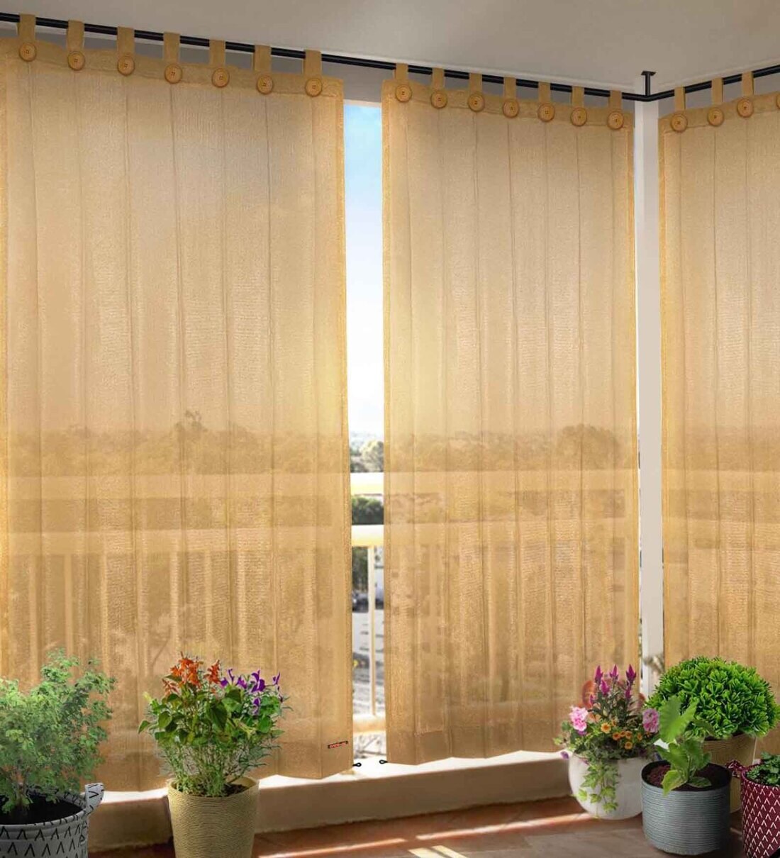 Buy Beige Polyester Solid 5 ft Semisheer Loop Top Window Curtains (Set of 2) at 49% OFF by HIPPO ...