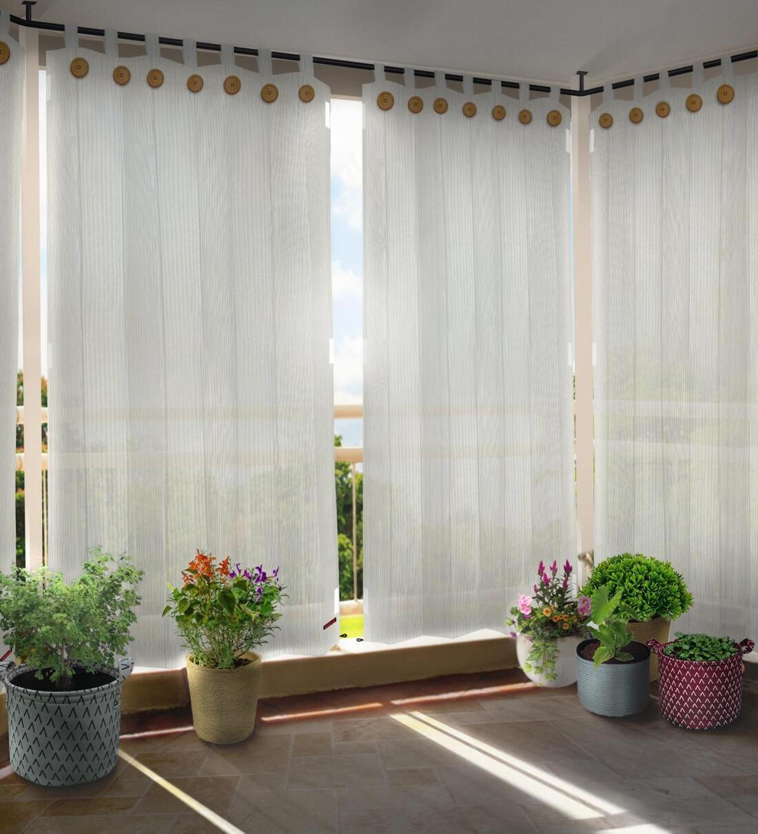 Buy White Polypropylene Solid 5ft Semisheer Fabric Loops Window ...