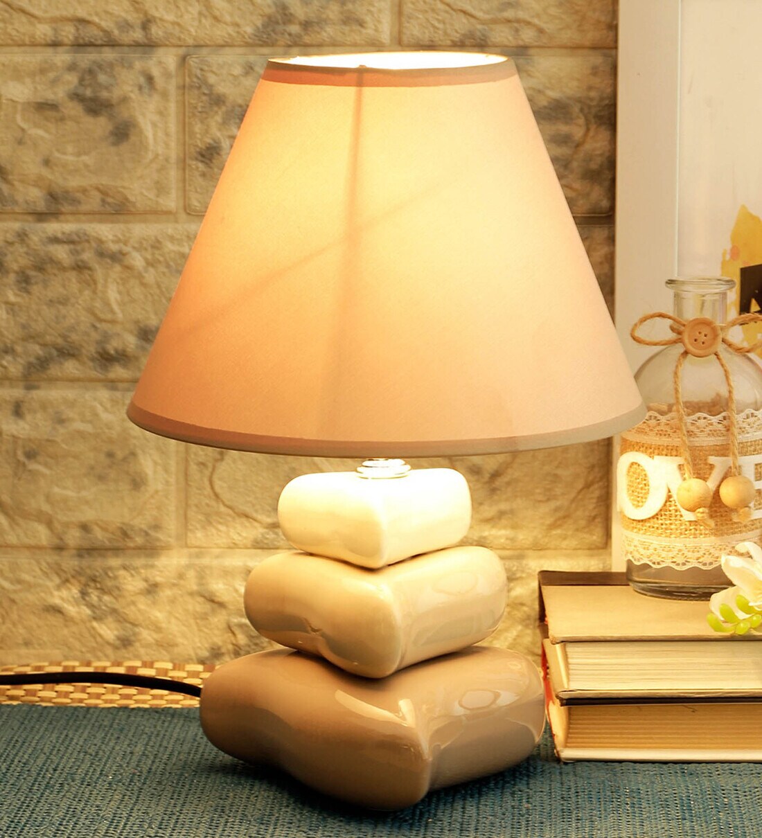 Buy Beige Shade Table Lamp With Ceraic Base By Tied Ribbons Online ...