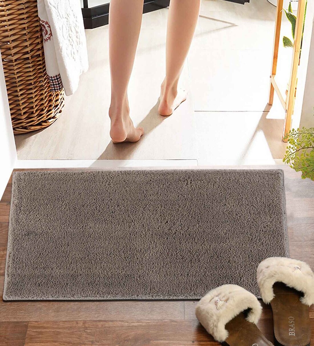 Buy Beige Solid MicroFibre 15x10 Inches Antiskid Bath Mats at 10% OFF ...