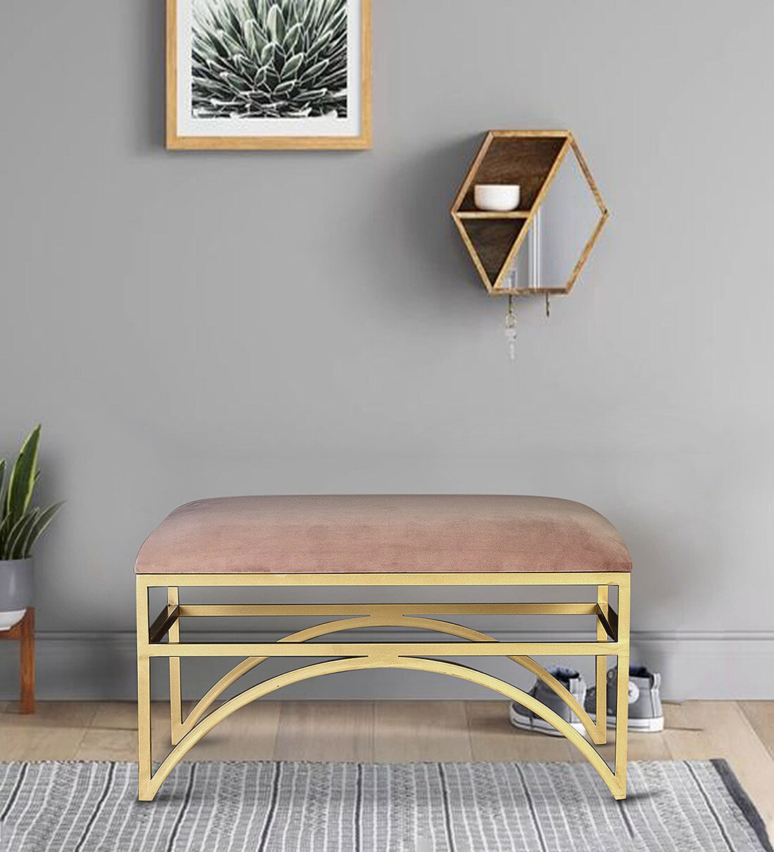 Buy Benton Bench In Pink Colour at 17% OFF by Claymint | Pepperfry