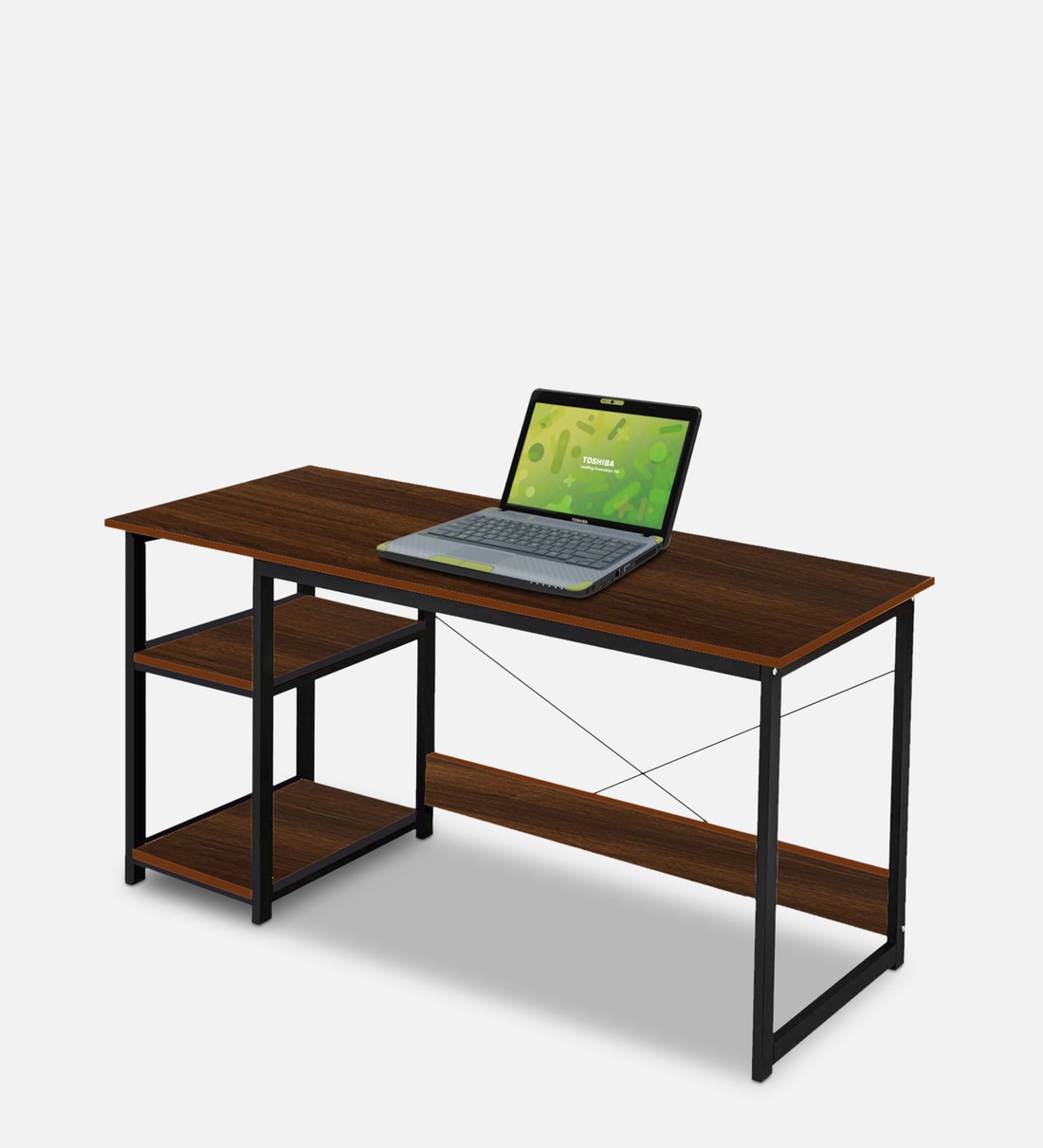 Buy Berlin Computer Table in Oak Brown Finish Online - Computer Tables ...