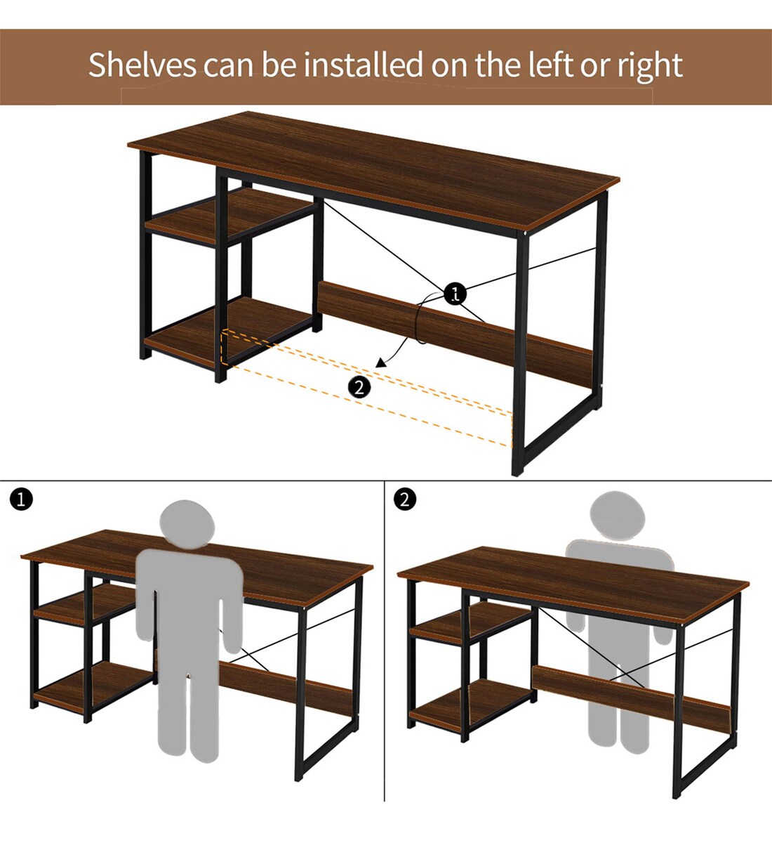Buy Berlin Computer Table in Oak Brown Finish Online - Computer Tables ...