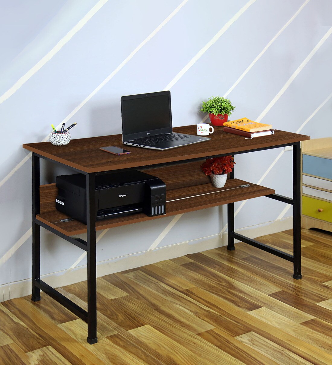 Buy Berlin Workstation In Oak Brown Colour By Kawachi Online - Work ...