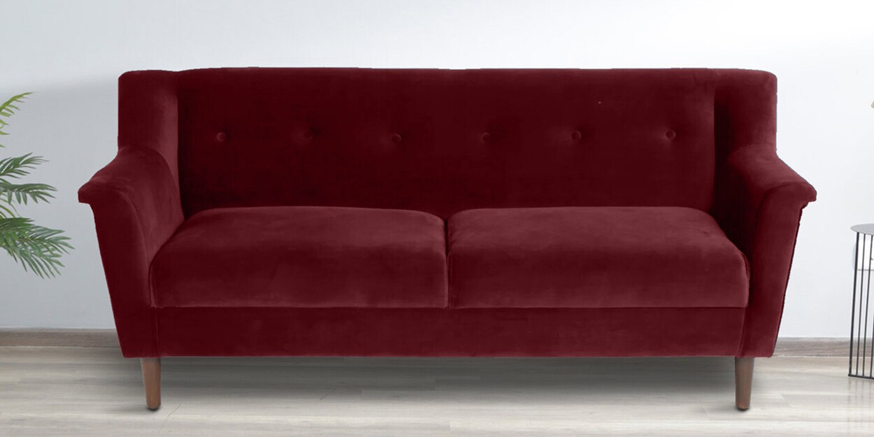 Buy Behar Velvet 3 Seater Sofa in Berry Red Colour at 13% OFF by ...