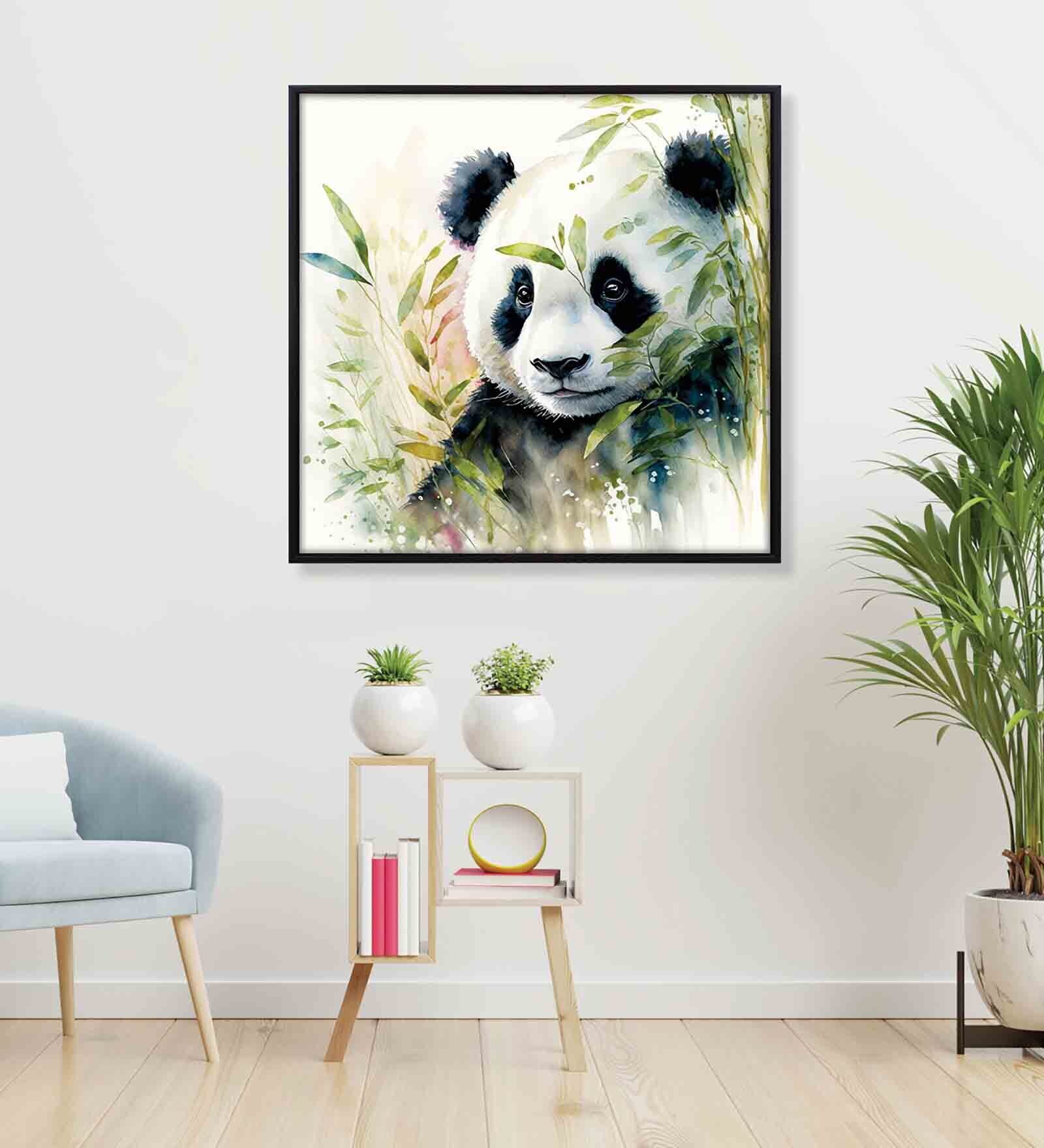 Buy Beautiful Panda Multicolour Canvas Framed Wall Painting at 13% OFF ...