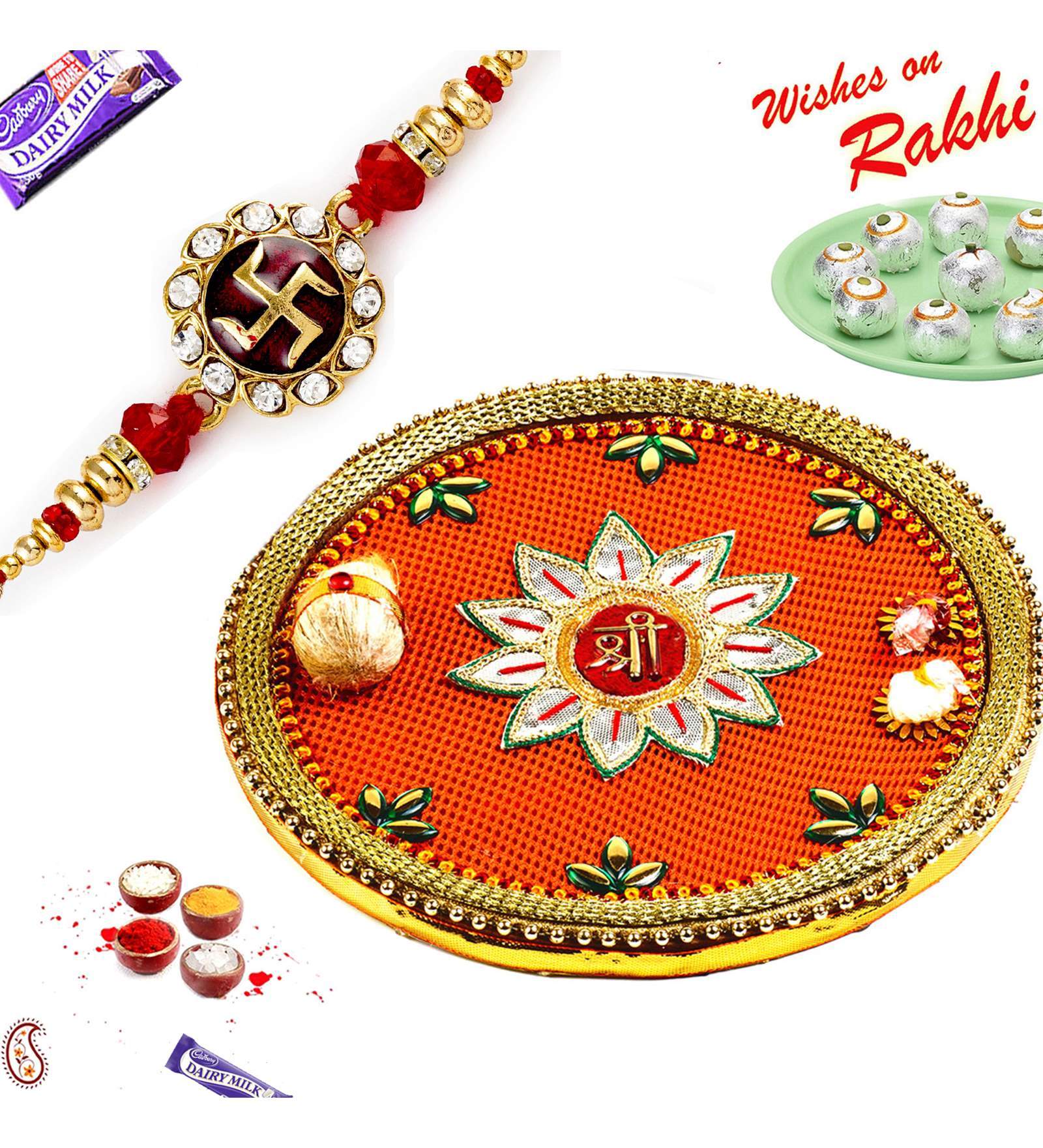 Buy Beautiful SHREE Rakhi Pooja Thali with Rakhis by Aapno Rajasthan ...