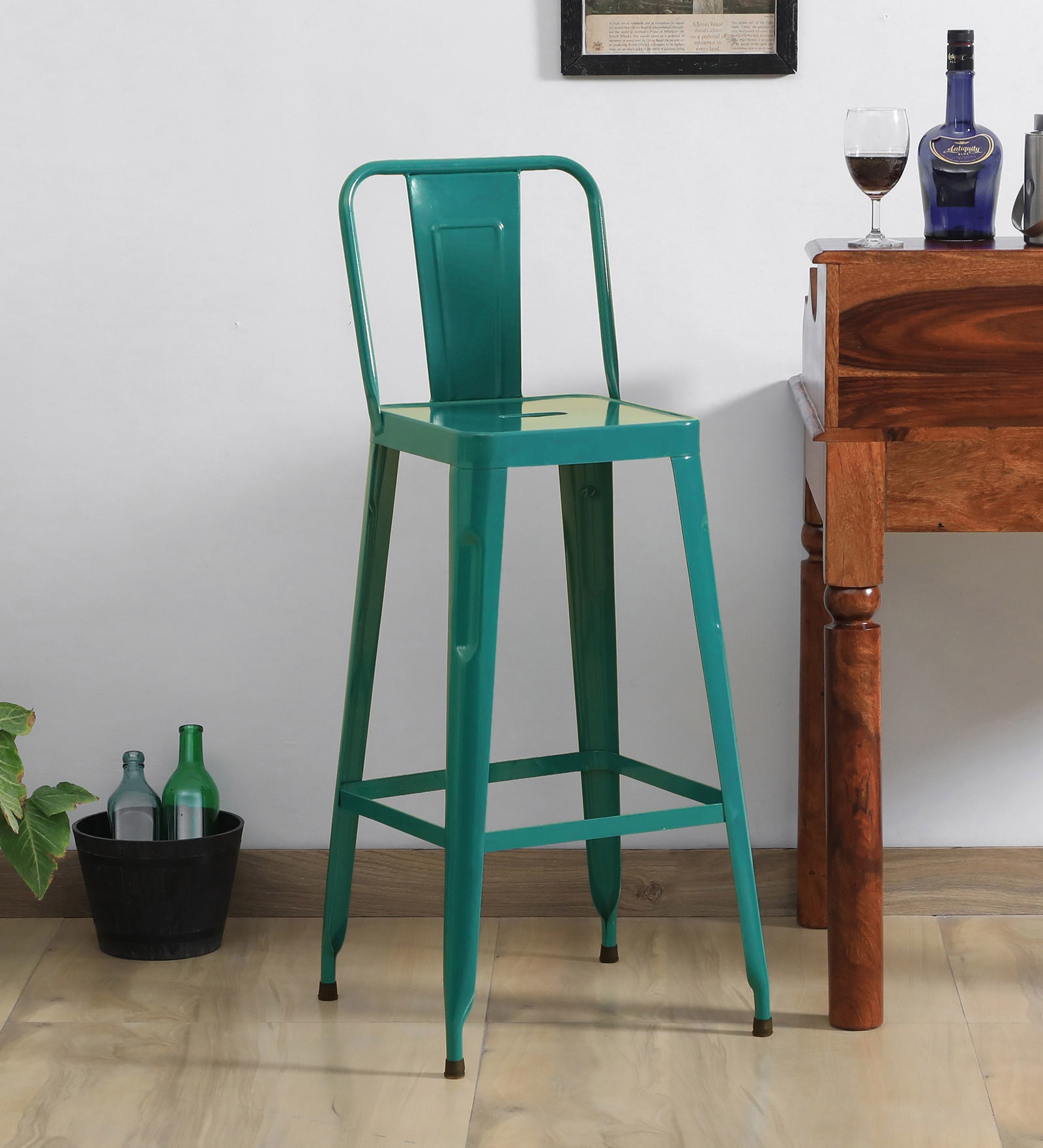 Buy Becky Metal Bar Stool In Turquoise Colour at 5% OFF by Bohemiana ...