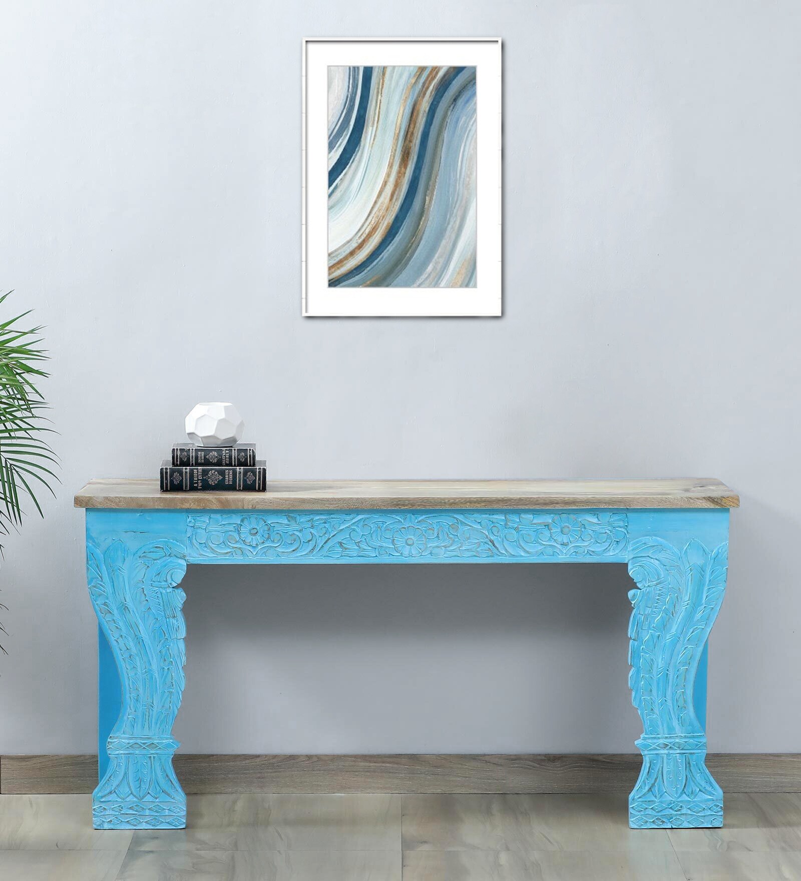 Buy Beedle Solid Wood Console Table In Blue Distress Finish at 32% OFF ...