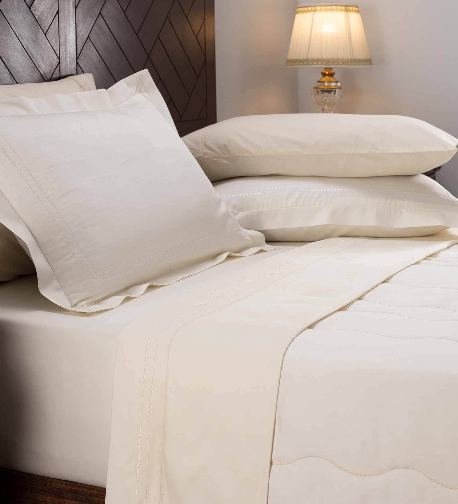 Buy Beige Abstract 400 TC Cotton (Set of 4) Double Bed Bedding Sets by ...