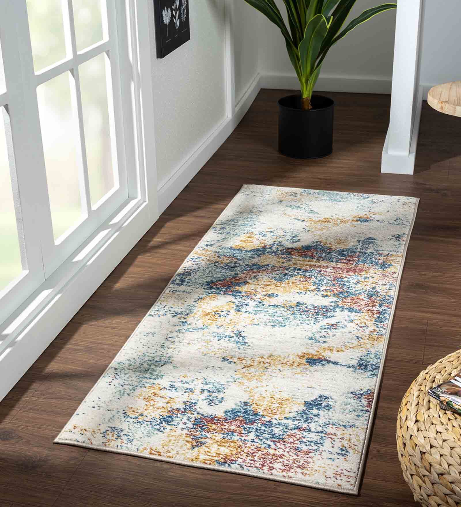 Buy Beige Abstract Polypropylene 59x24 Inches Machine Made Floor Runner ...