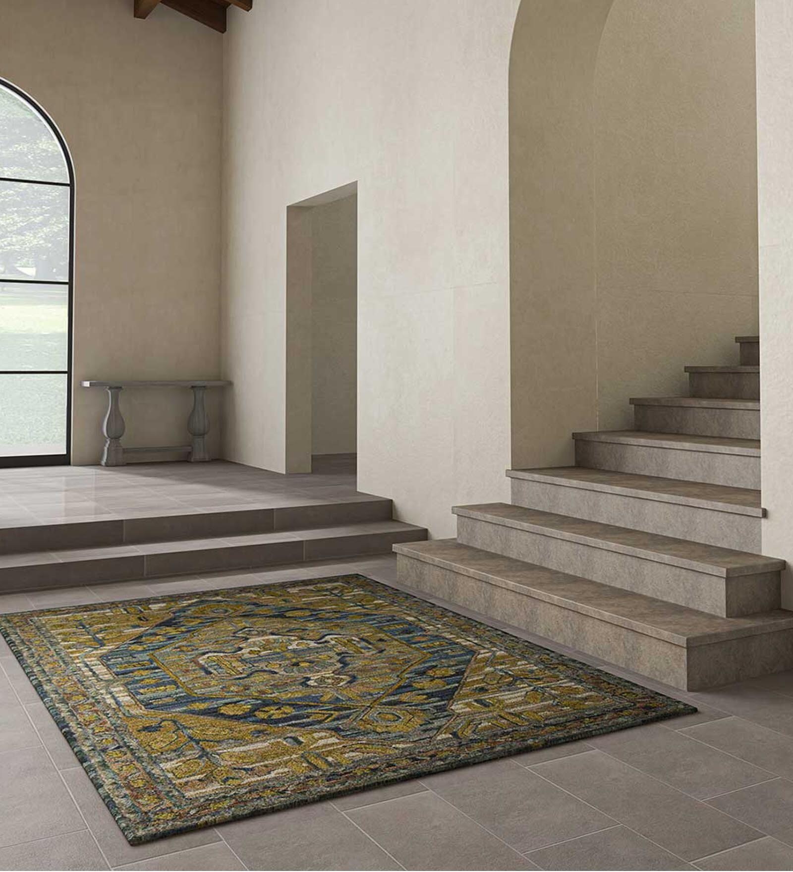 Buy Beige Abstract Wool 8 x 10 ft Hand Tufted Carpet by Jaipur Rugs at ...
