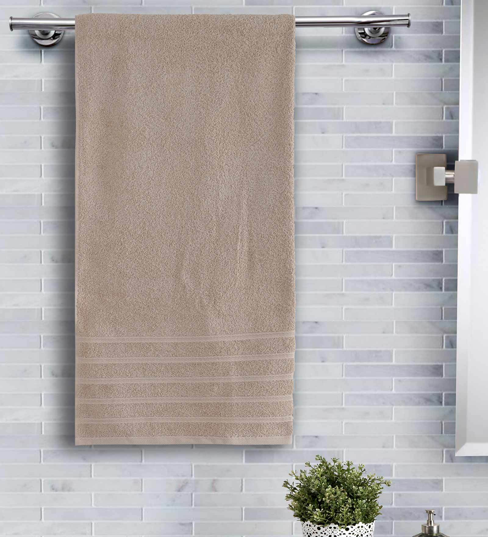 Buy Beige Solid 450 GSM Cotton Bath Towel by Maspar | Pepperfry