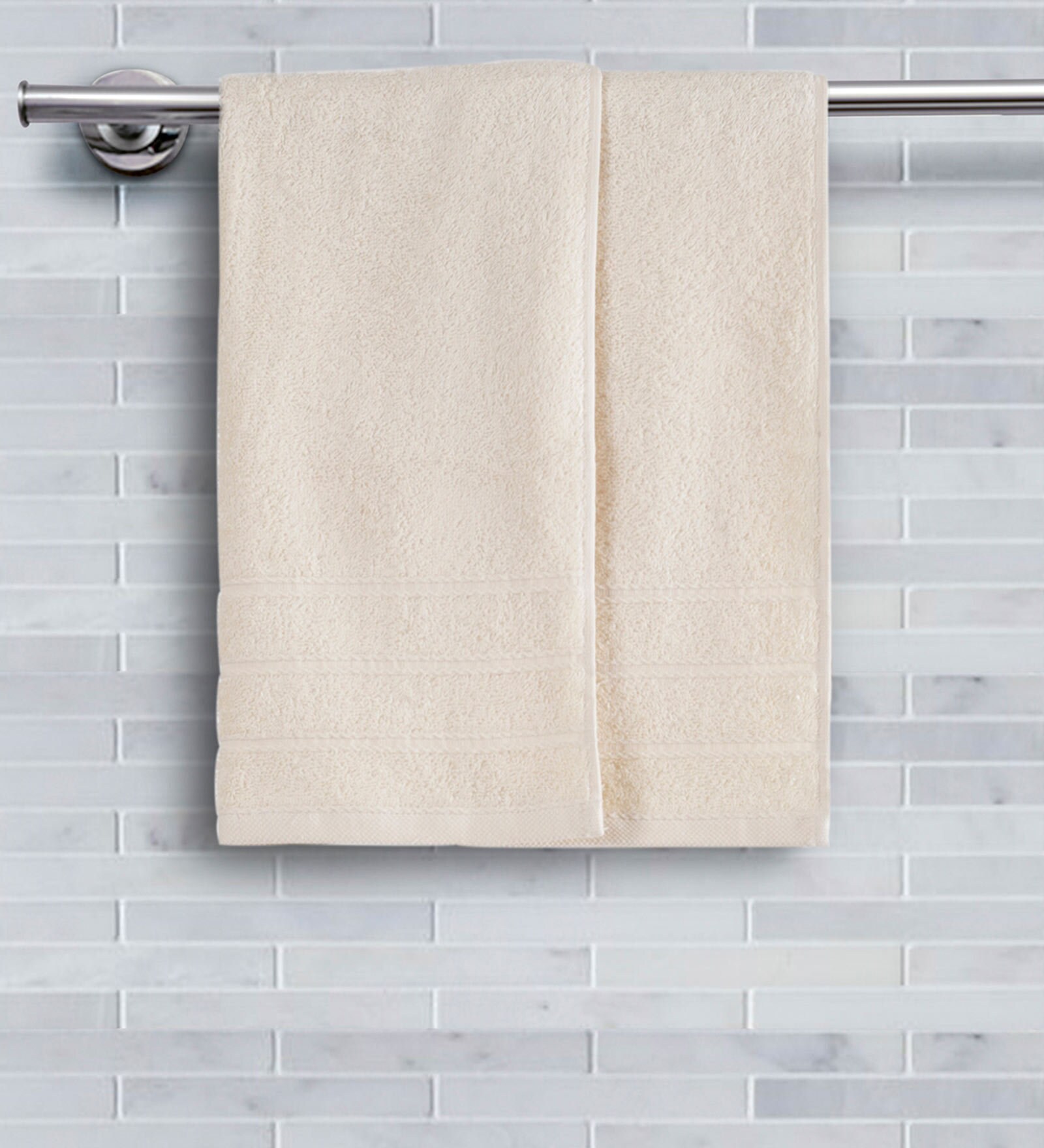 Buy Beige Cotton 450 GSM Set Of 2 Hand Towels by Maspar | Pepperfry