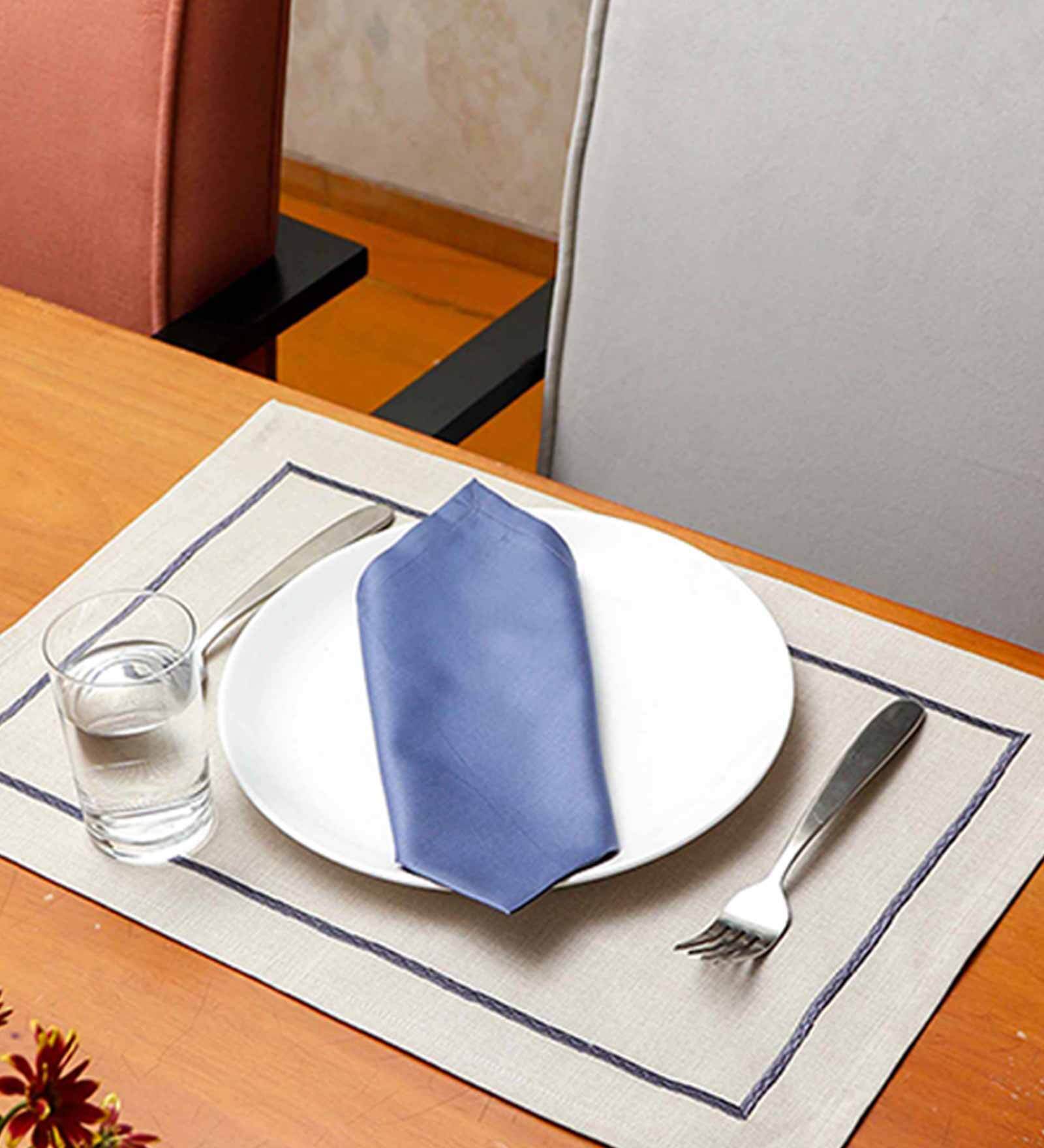 Buy Alpenglow (13x19) Beige Cotton (Set of 12) Placemat by Zeba | Pepperfry