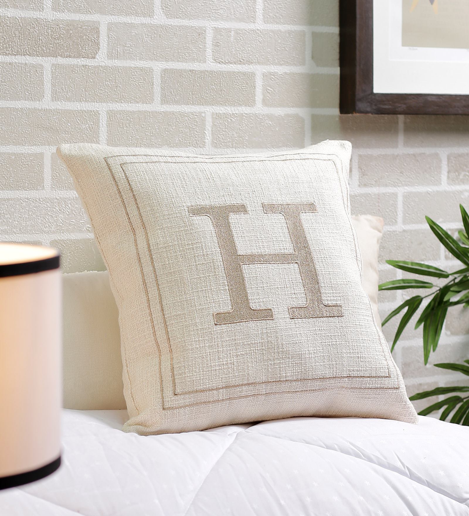 Buy Slogan Pattern Cotton Beige Cushion Cover 18 x 18 inches by Solaj ...