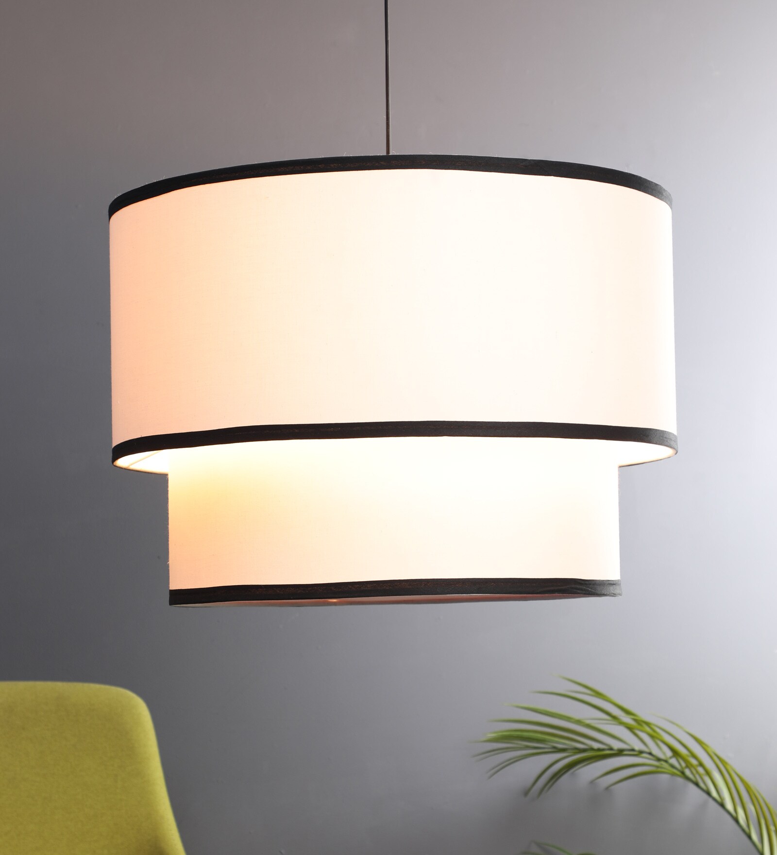 Buy White Fabric Double Shade Hanging Light by Sanded Edge at 46% OFF ...