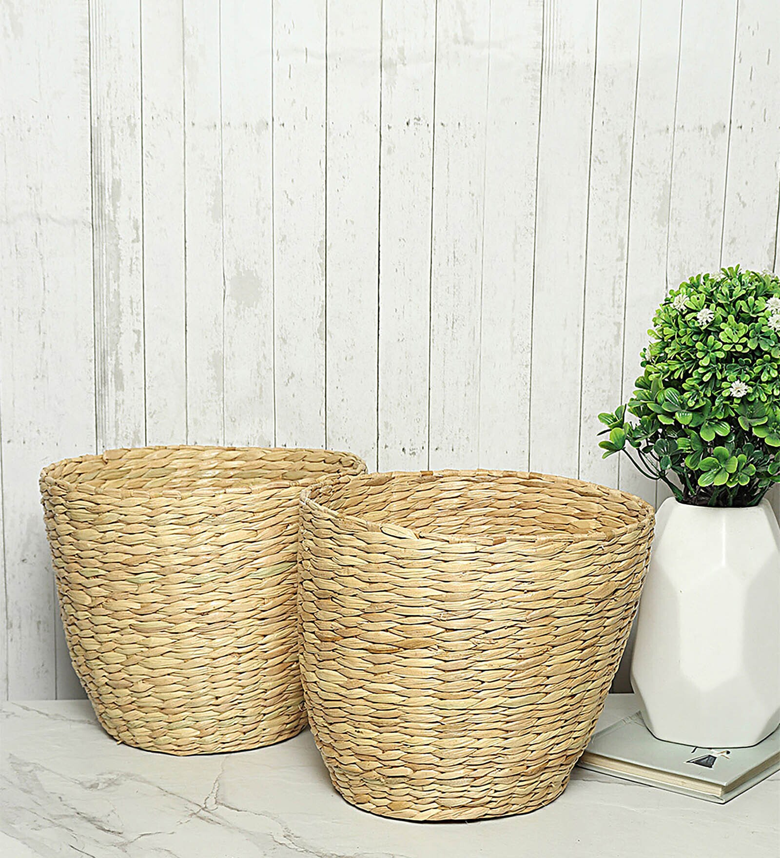 Buy Beige Fibre Plant Basket- Set of 2 at 29% OFF by Habereindia ...