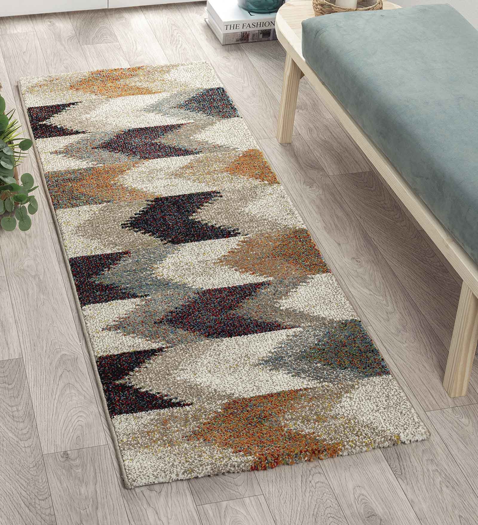 Buy Beige Geometric Polypropylene 59x32 Inches Machine Made Floor ...