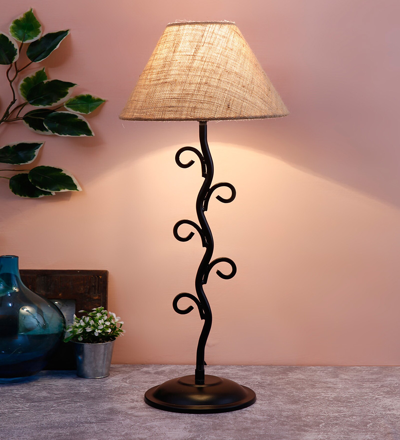 Buy Beige Jute Abstract Table lamp at 6% OFF by New Era | Pepperfry