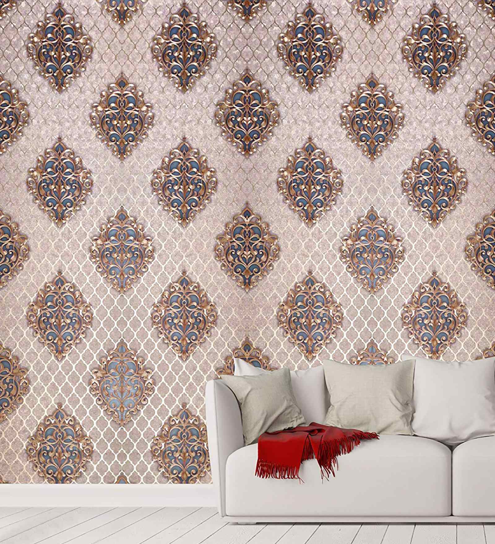 Buy Beige Non Woven Textured 3D Beautiful Damask Wallpaper by Kayra ...