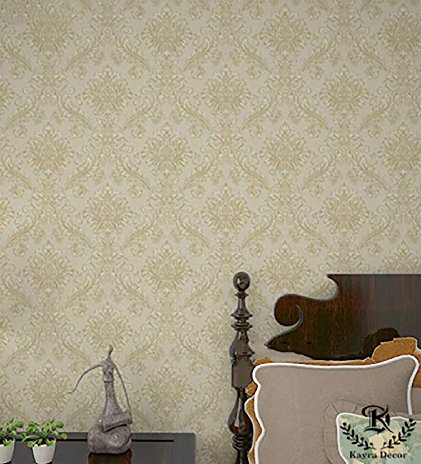 Buy Beige Non Woven Textured 3D Damask Wallpaper by Kayra Decor Online ...