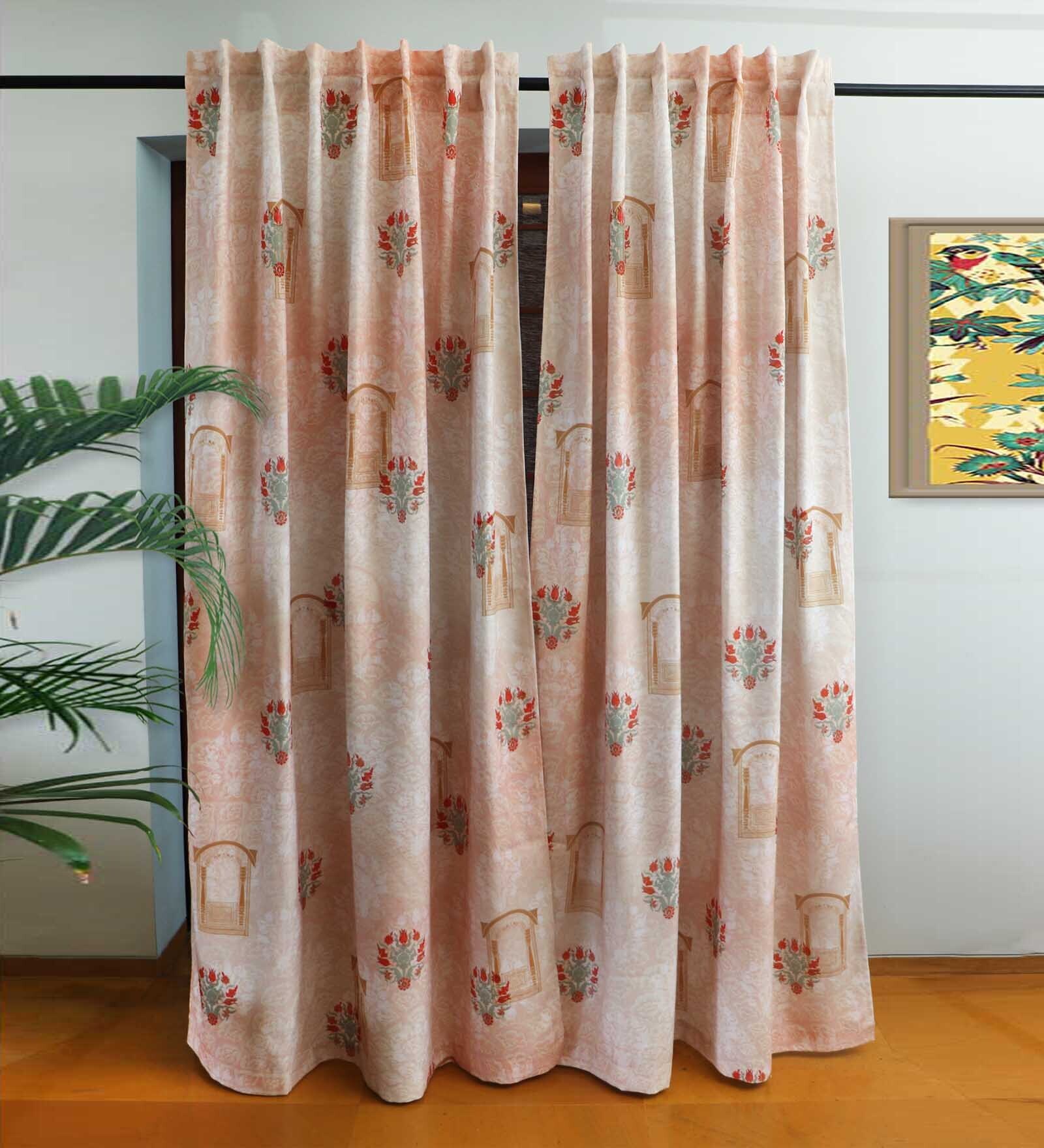 Buy Beige Polycanvas Tradiional 7ft Blackout Fabric Loops (Pack of 2 ...