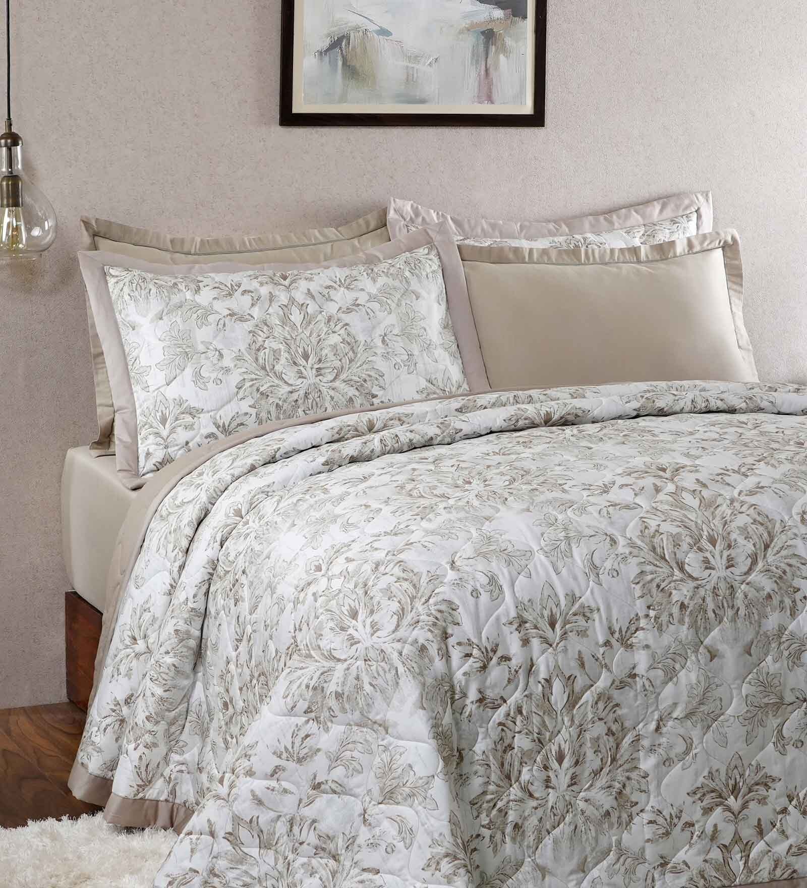 Buy Beige Polyester Abstract 145 GSM Double Bed Quilt at 30% OFF by ...