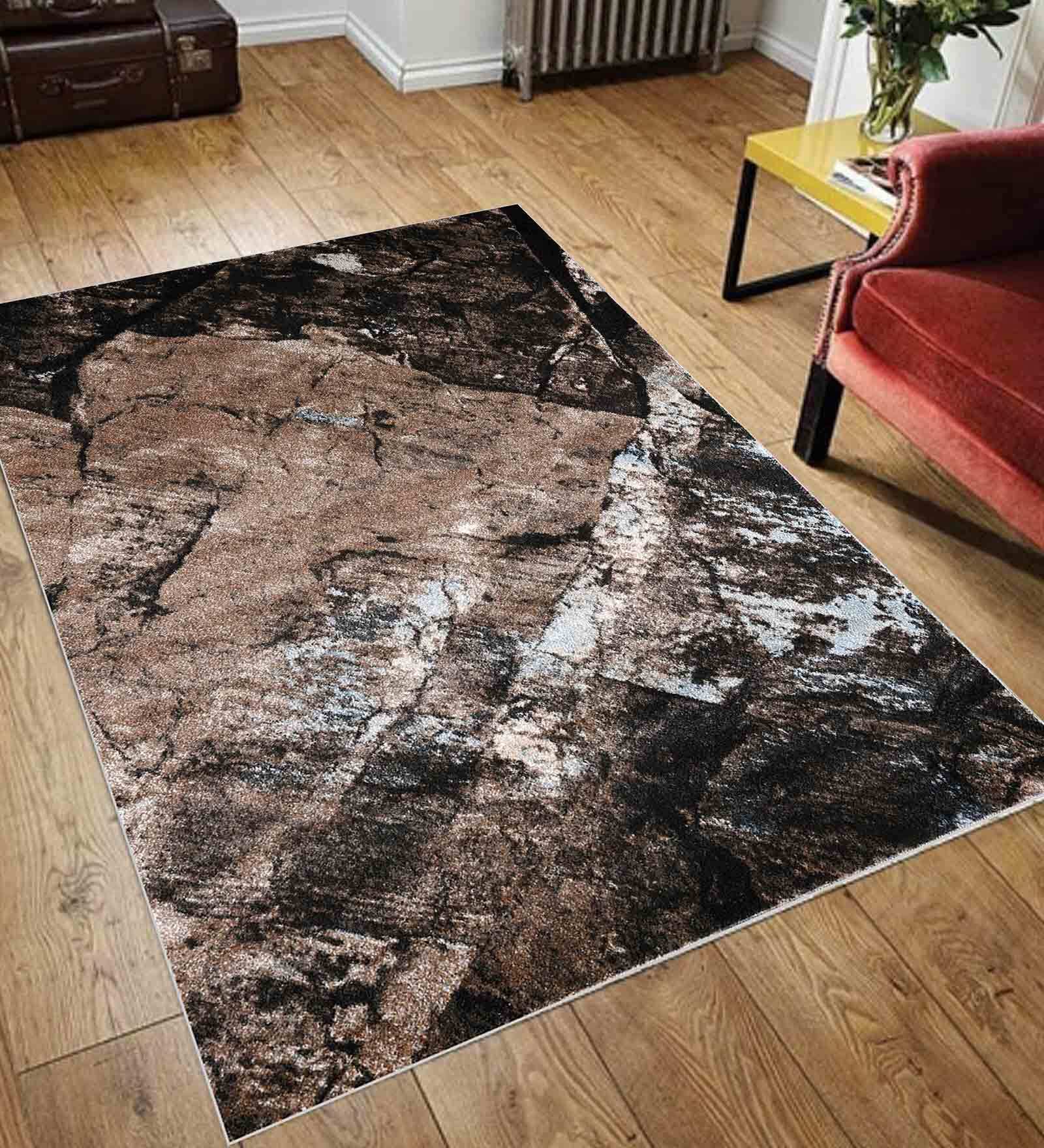 Buy Brown Polyester Abstract 4 ft x 6 ft Machine Made Carpet by Karpets ...