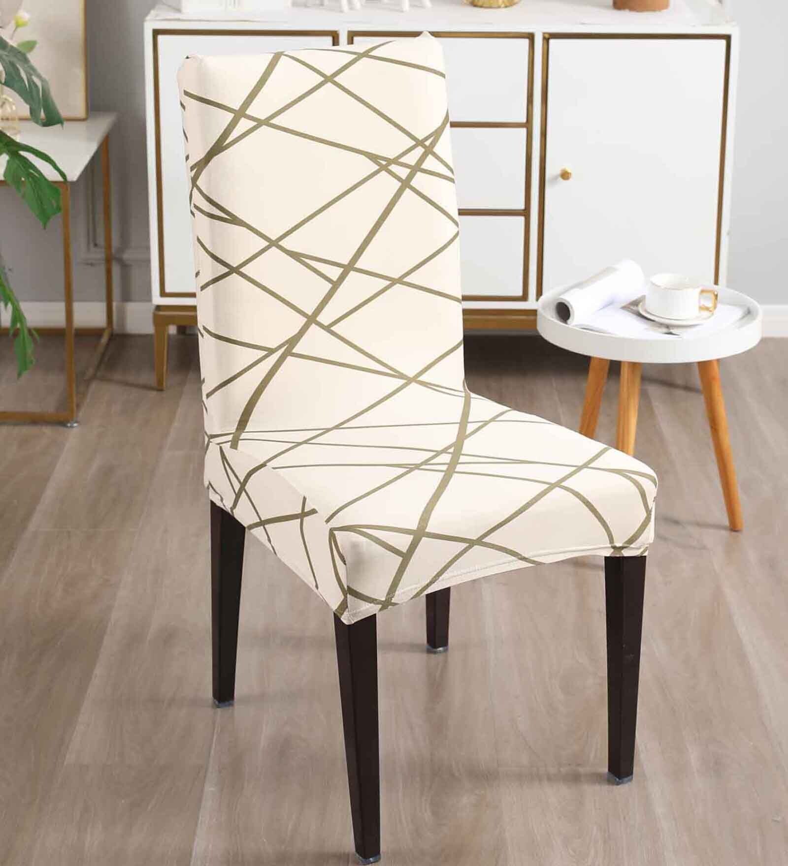 Buy Beige Polyester Abstract Stretchable Chair Cover (1Pc) at 49% OFF ...