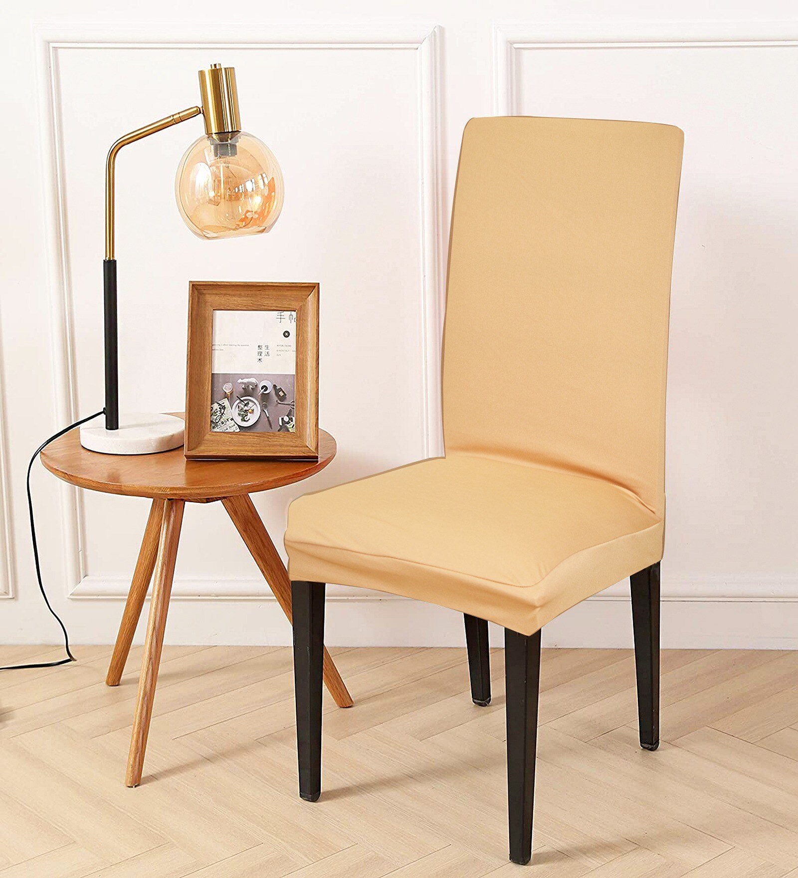 Buy Beige Solid Polyester 14x38 Inches Chair Covers (Set of 4) by ...