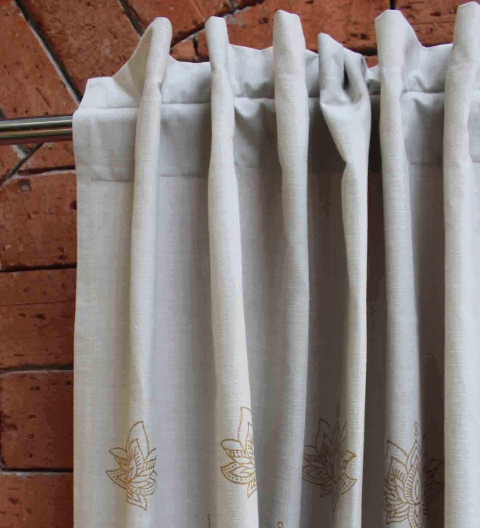 Buy Off White Polyester Abstract 7.5Ft Blackout Rod Pocket 1 Pc Door ...