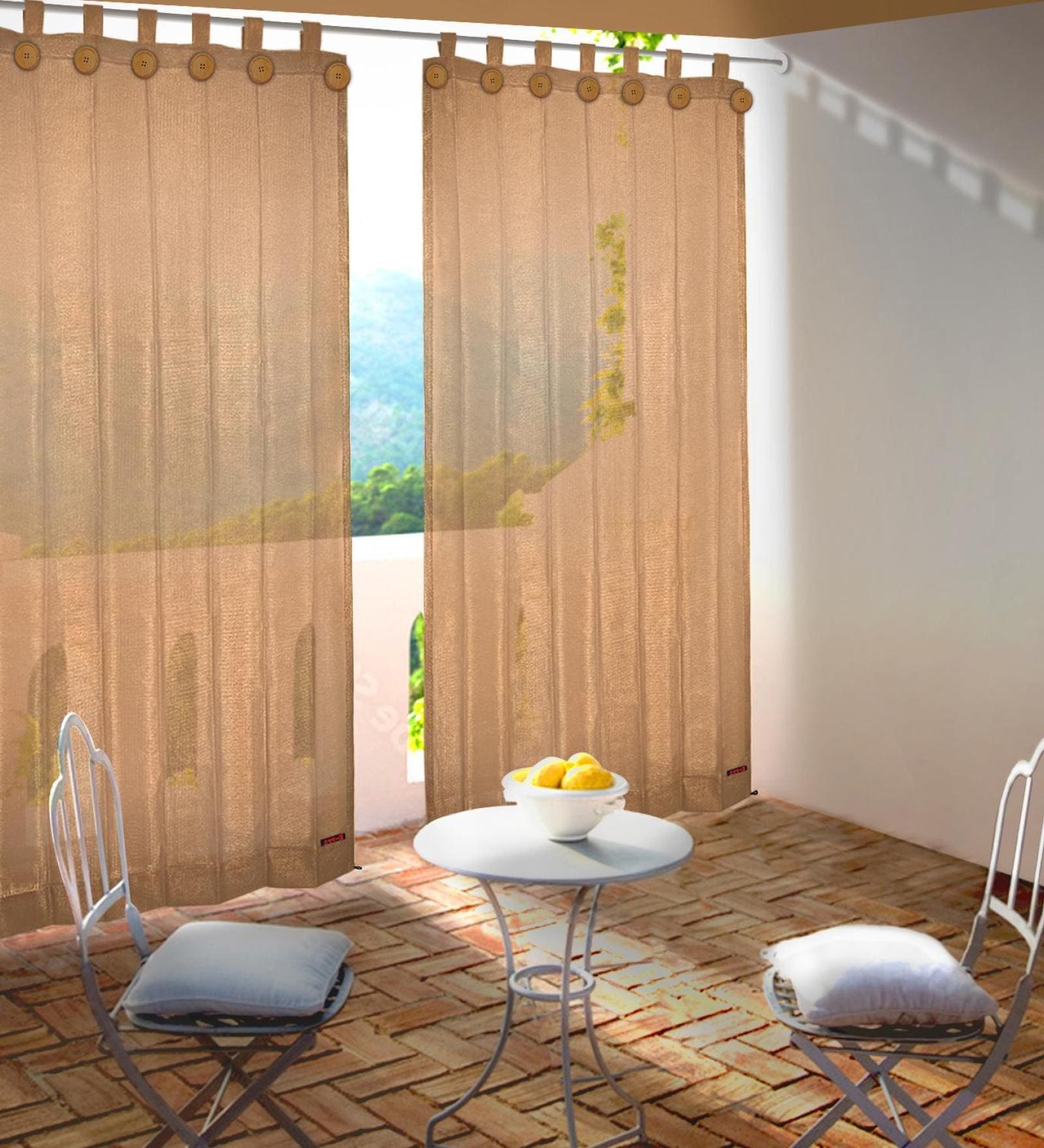 Buy Peach Polypropylene Solid 5ft Semisheer Fabric Loops Window Curtains (Pack of 2) at 25% OFF ...
