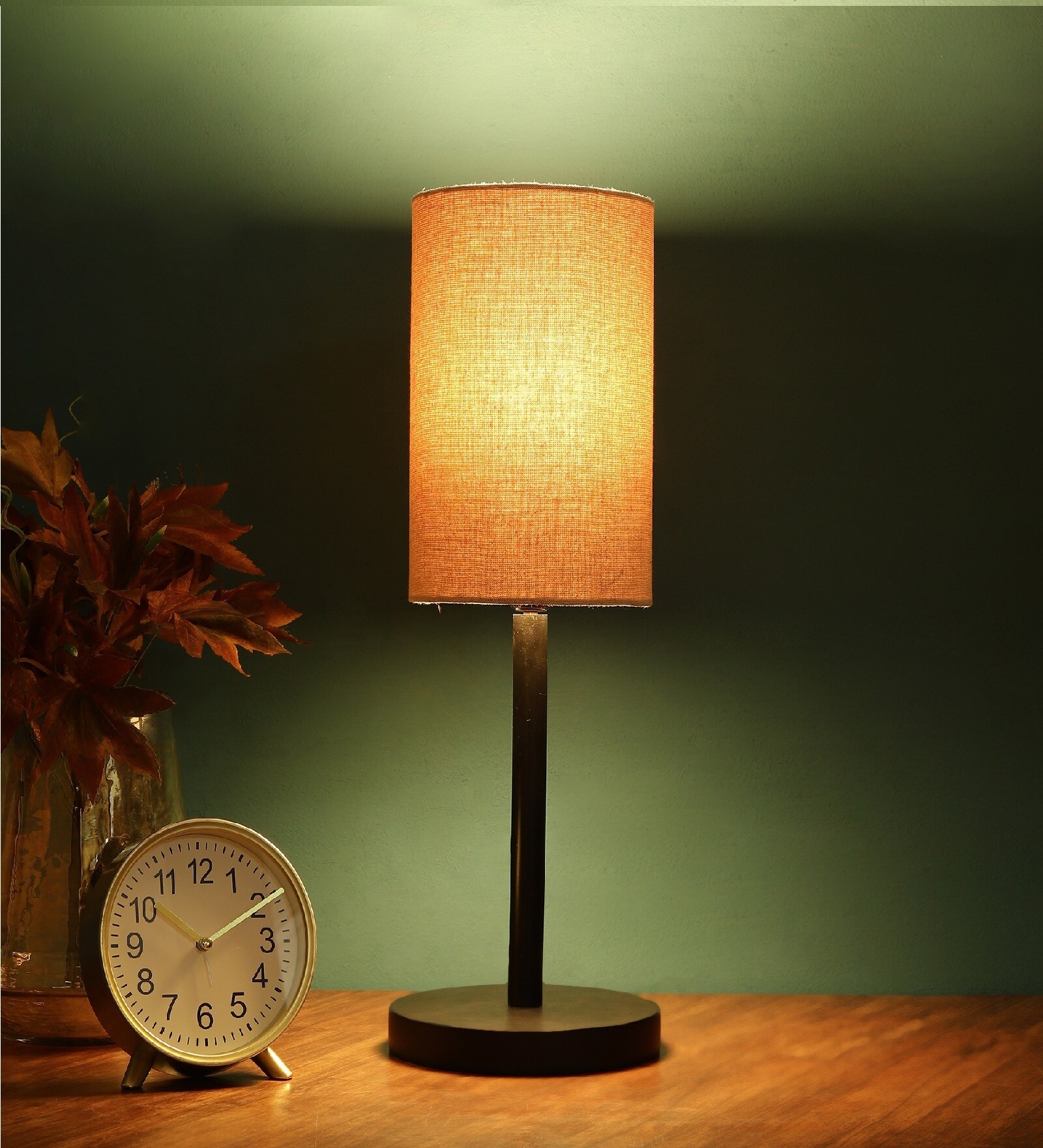 Buy Mabel Beige Fabric Shade Night Lamp With Metal Base at 23% OFF by ...