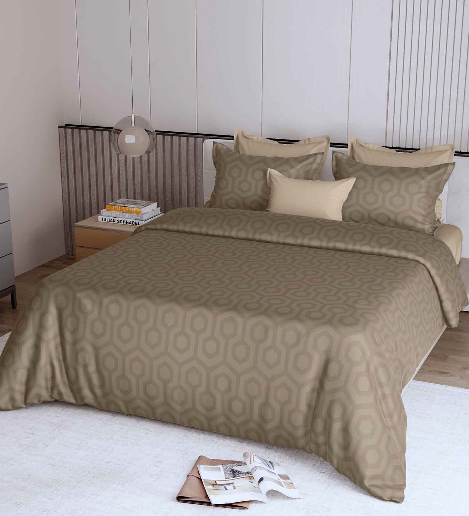 Buy Beige Solid 600 TC Pure Cotton King Sized Bedsheet with 2 Pillow Covers at 40% OFF by LABHAM ...