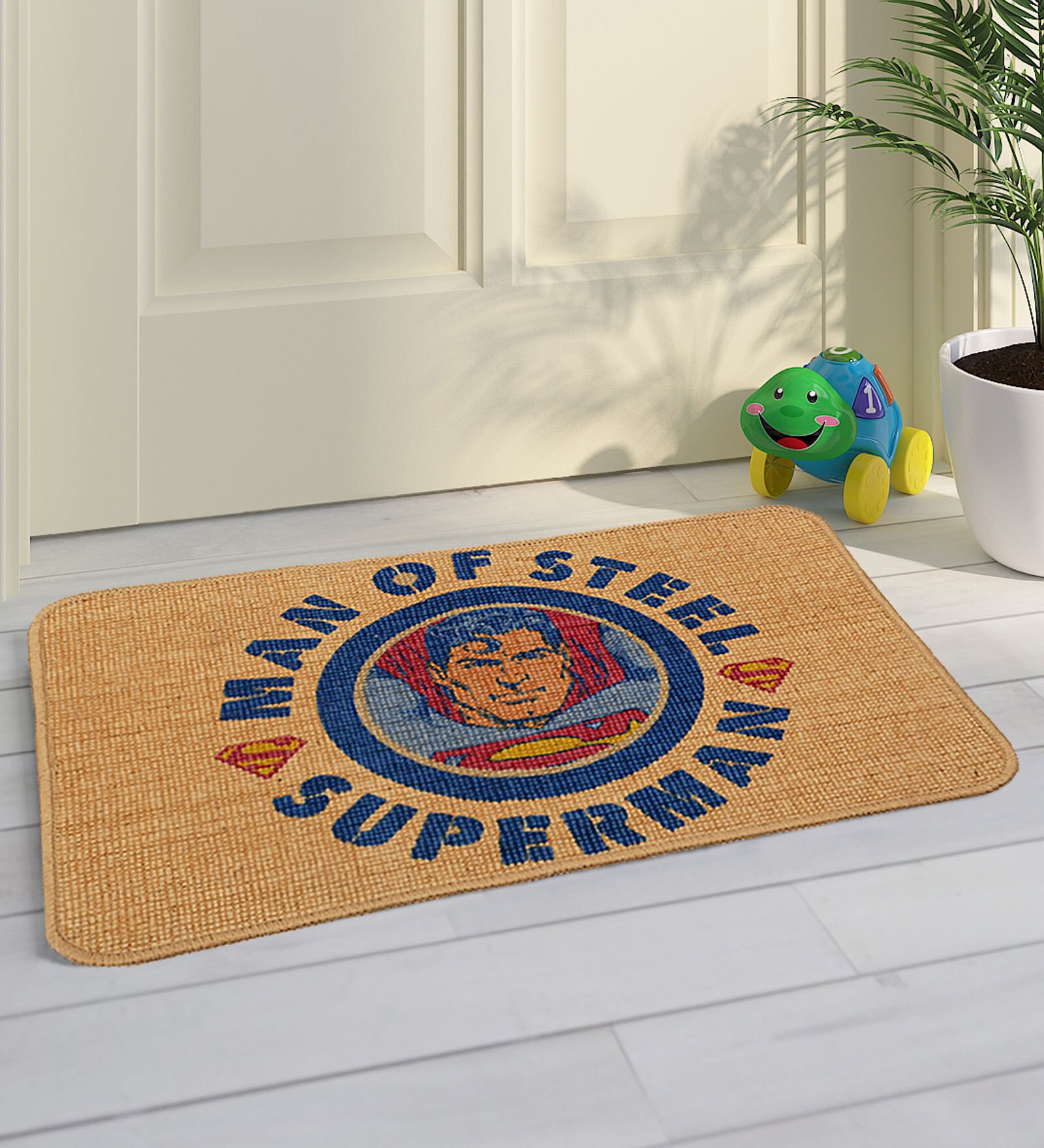 Buy Beige Superman Jute-Cotton Print Anti Slip Door Mat- 40x60 cm by ...