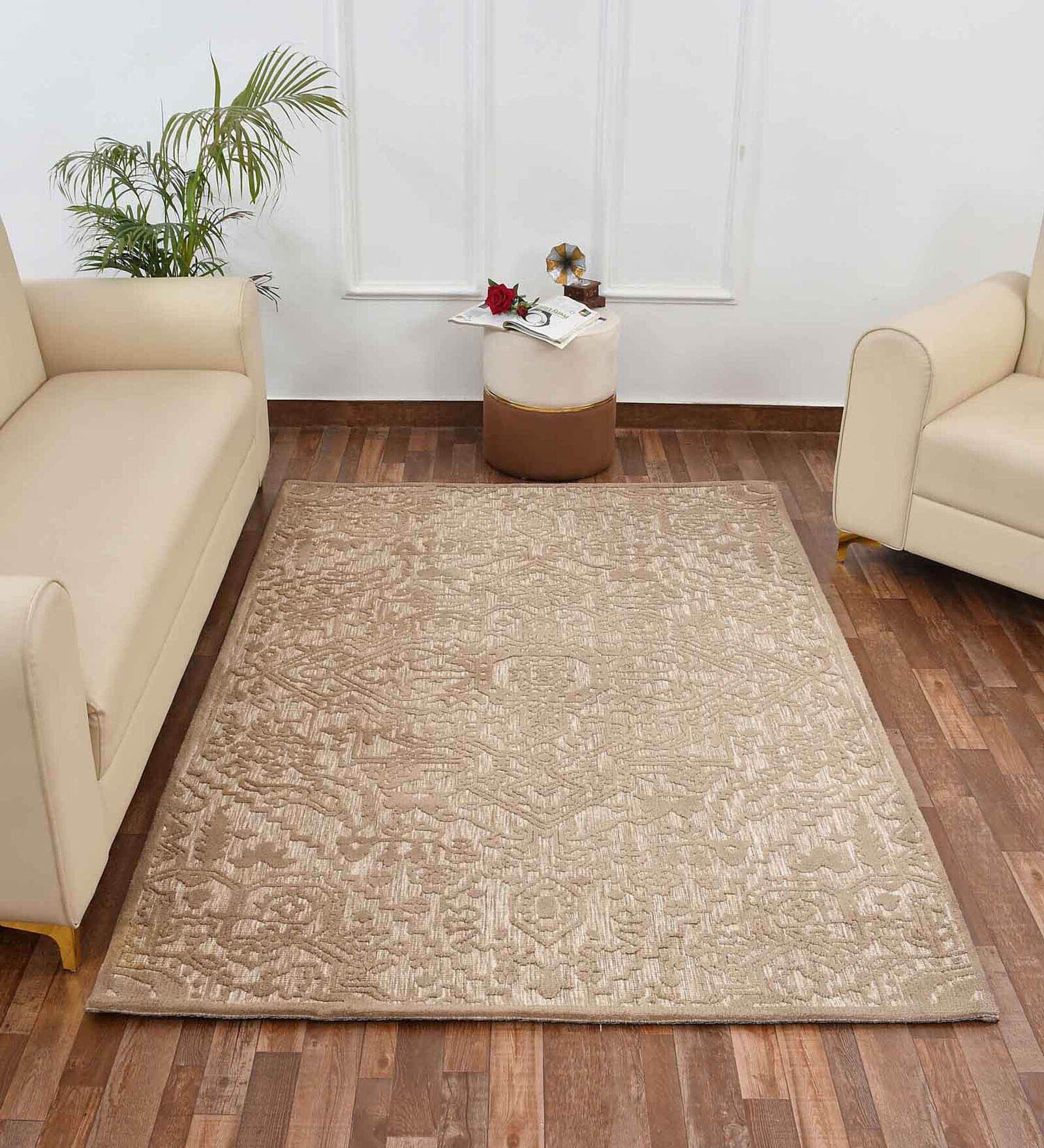 Buy Beige Vintage Polyester 5 x 7 Feet Machine Made Carpet at 40% OFF ...