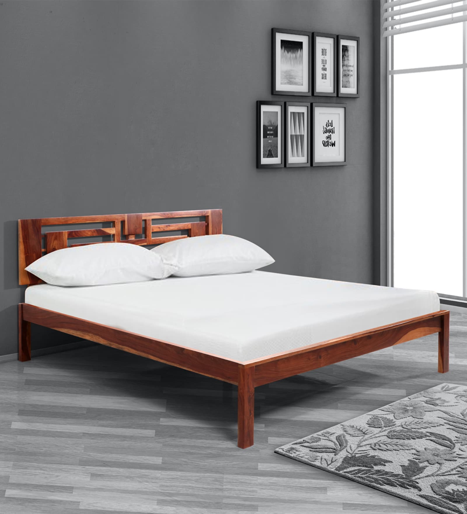 Buy Benton Queen Size Bed in Honey Finish at 57% OFF by Evok | Pepperfry
