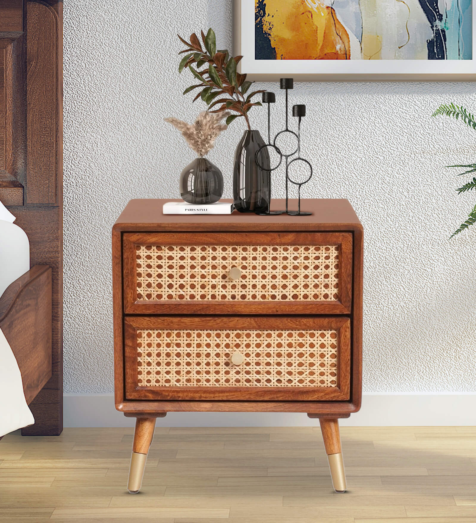 Buy Berlin Solid Wood Bedside Table In Teak Honey Finish at 15% OFF by Wooden History | Pepperfry