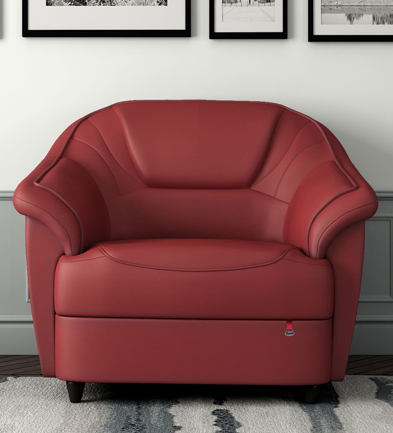 Buy Berry Leatherette 1 Seater Sofa in Burgundy Colour Online ...