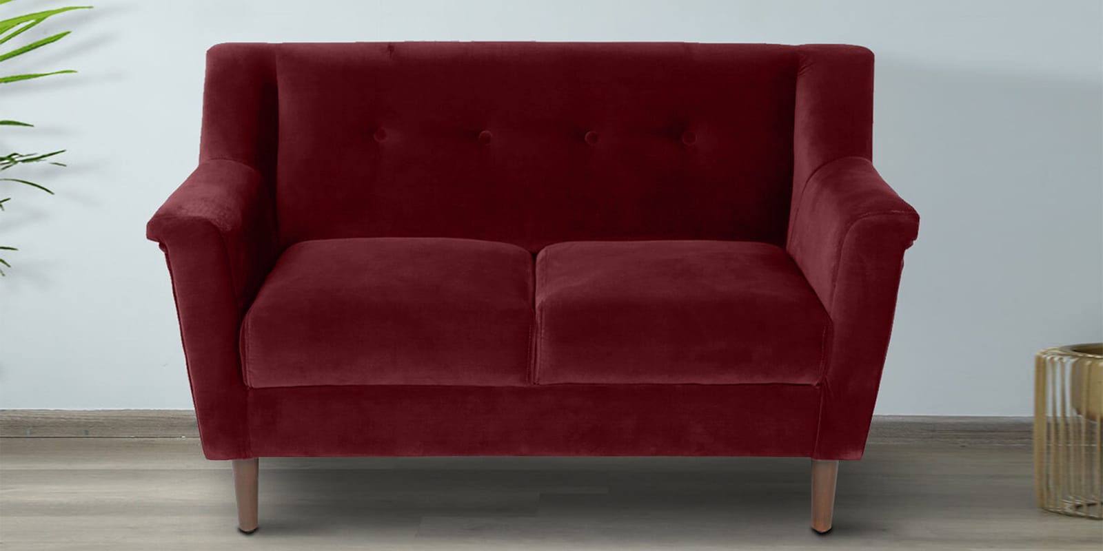 Buy Behar Velvet 2 Seater Sofa in Berry Red Colour at 14% OFF by ...