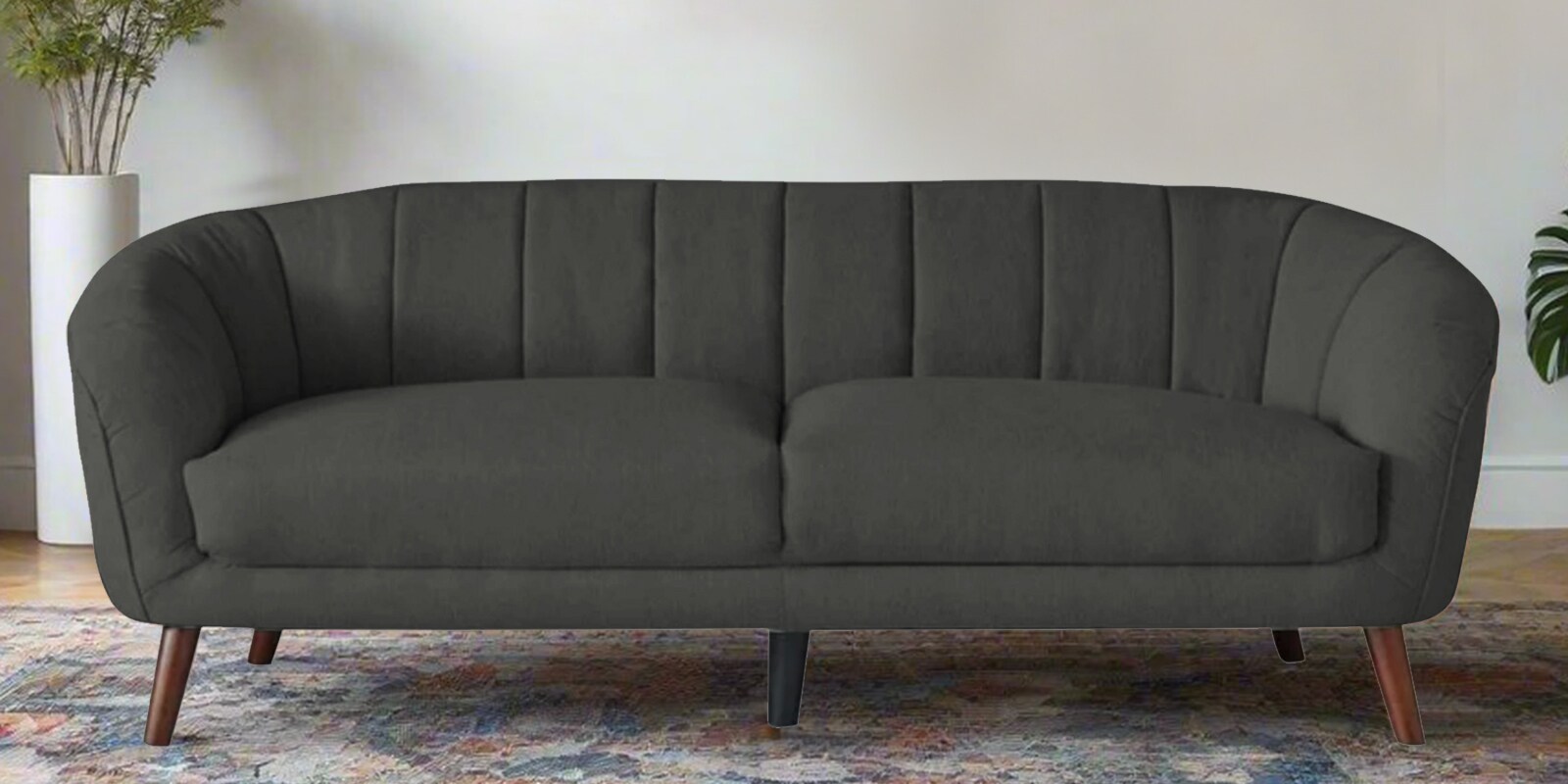 Buy Benjamin Fabric 3 Seater Sofa in Charcoal Grey Colour at 56% OFF by ...