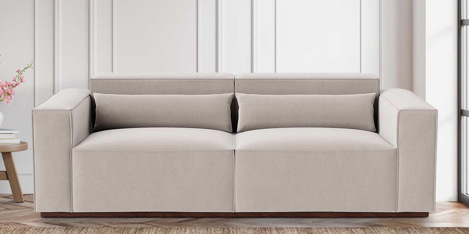 Buy Bergen Velvet 3 Seater Sofa In Cream Colour at 1% OFF by Casacraft ...