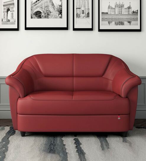 Buy Berry compact Leatherette 2 Seater Sofa in Camel Brown Colour at 50 ...