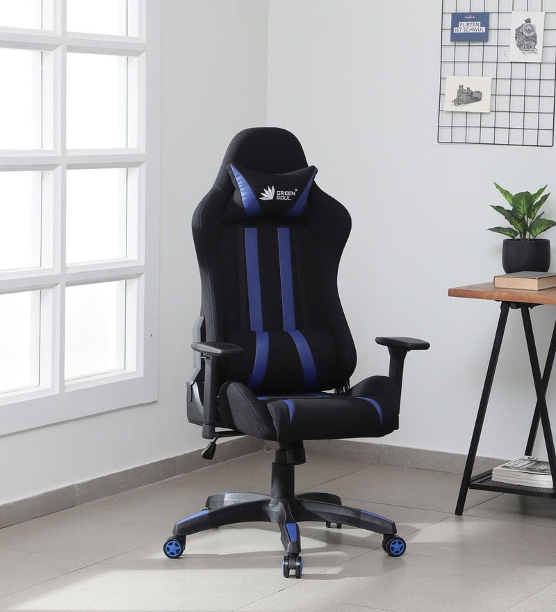 Buy Beast Fabric Gaming Chair in Black & Blue Colour by Green Soul ...