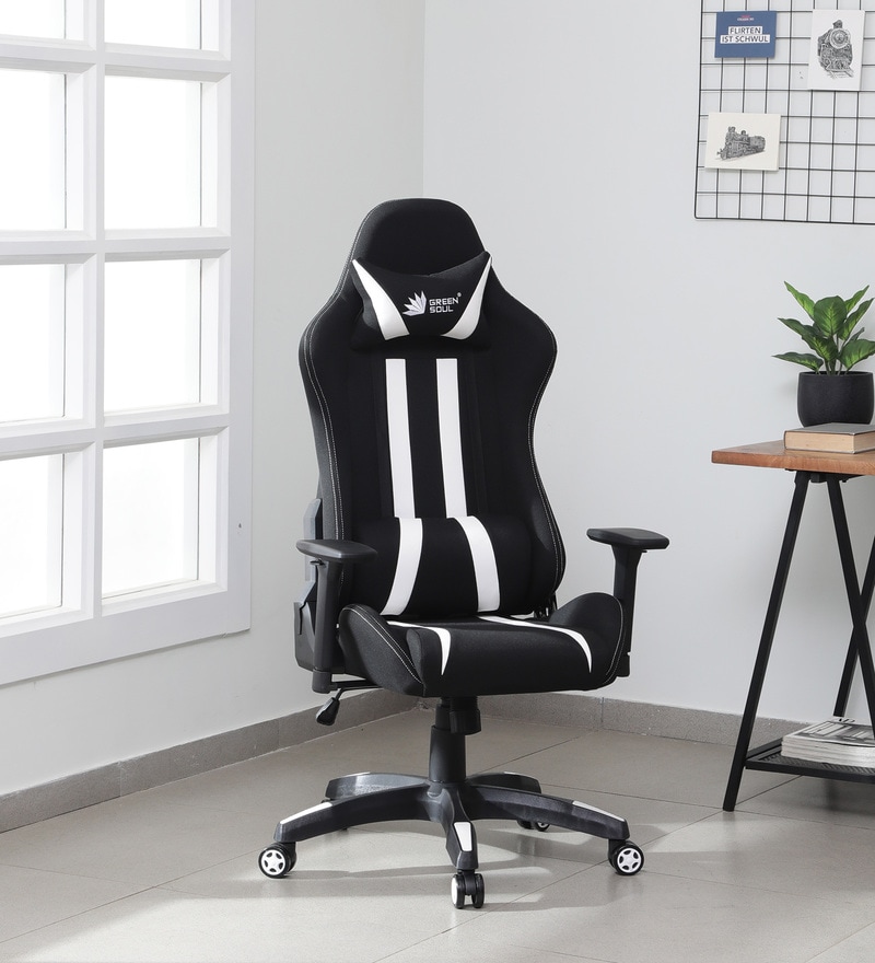 Buy Beast Fabric Gaming Chair in Black & White Colour Online - Gaming ...