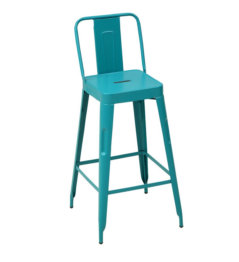 Buy Becky Metal Bar Stool In Turquoise Colour By Bohemiana Online ...