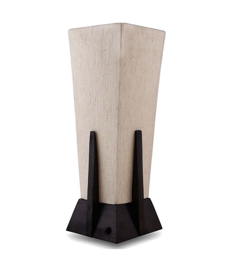 Buy Bedside Table Lamp, Retro Style Walnut Wood Finish Pyramid Table ...