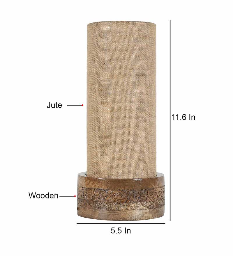 Buy Beige Jute Shade Table Lamp With Wood Base By New Era Online ...